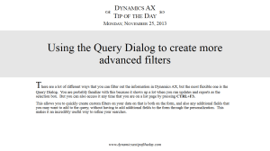 Using the Query Dialog to Create More Advanced Filters | Dynamics AX ...