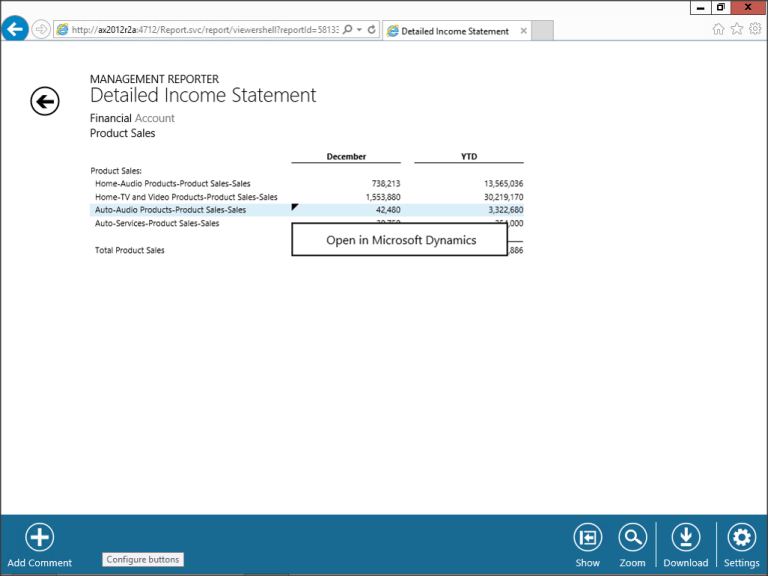 Drilling Into AX Detail Directly From The Management Reporter Web Viewer | Dynamics AX Tip Of ...