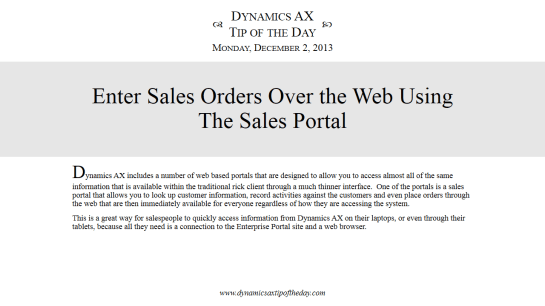 Enter Sales Orders Over the Web Using The Sales Portal | Dynamics AX ...
