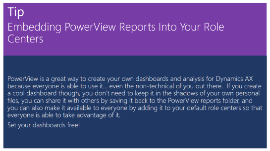 Embedding PowerView Reports Into Your Role Centers | Dynamics AX Tip Of The Day