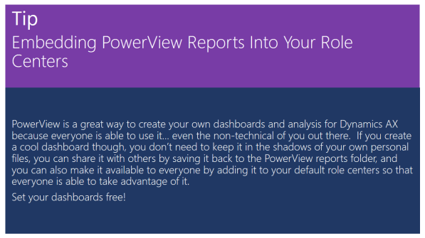 Embedding PowerView Reports Into Your Role Centers | Dynamics AX Tip Of The Day